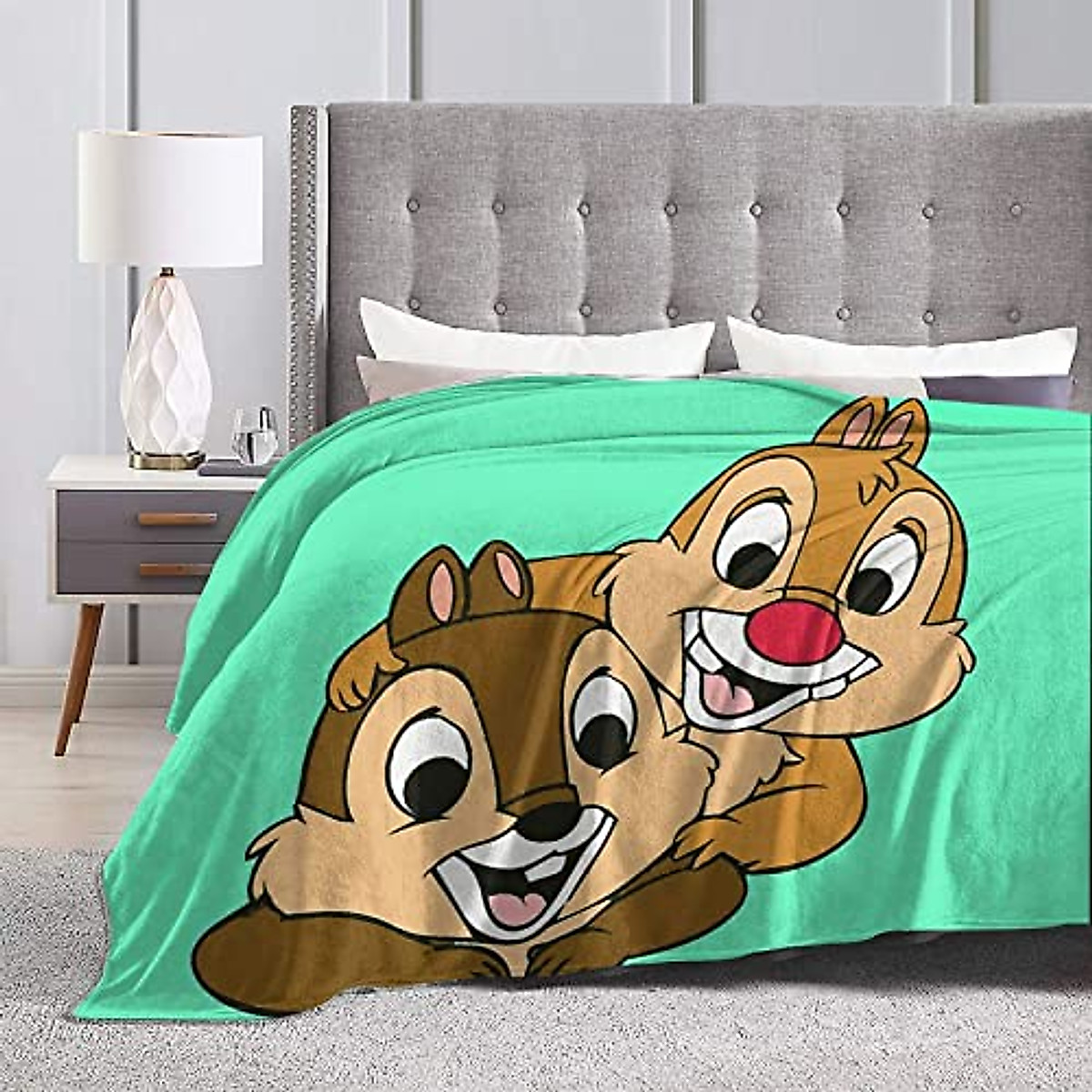 ERTER Boutique Throw Blanket Chip N Dale Super Soft Fleece Throw Blankets,Fuzzy Plush Blanket Oversized,Thin Lightweight Blanket for All Season 6050 In, Black, 60Inx50In Young