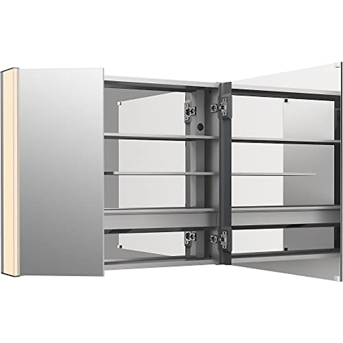 KOHLER K-81146-SLE-DA1 Maxstow Medicine Cabinet with LED Light, Mirror Doors & Staggered Shelves, Rectangular Frame, 32" x 24"