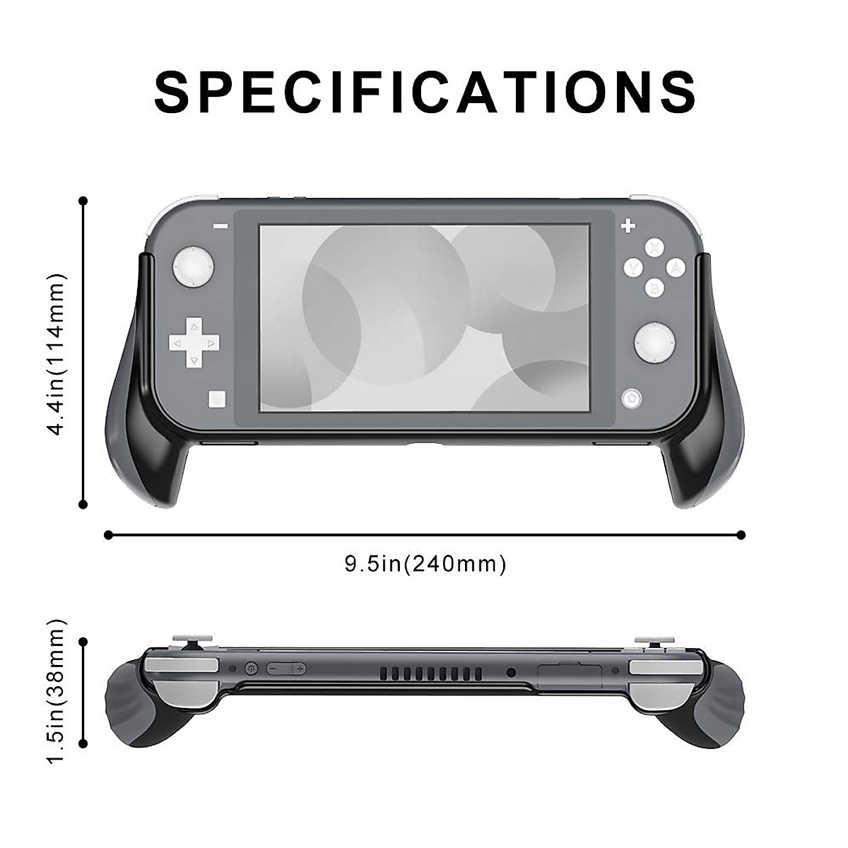 Laimax Grip Case for Nintendo Switch Lite,Hand Grips Handles Ergonomic Protective Case,Accessories Compatible with Nintendo Switch Lite (Black)