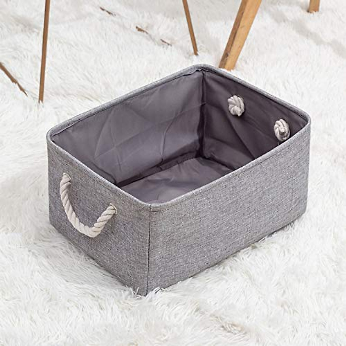 Dingtuo Storage Bins Foldable Organizer Containers with Handles Storage Basket Cube Set of 3 Gray M 14.2x10.2x6.3in