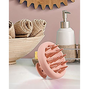 BEAUTLOHAS. Silicone Scalp Massager Shampoo Brush, Shower Scalp Scrubber with Soft Bristles, Scalp Brush for Hair Growth & Dandruff Treatment, Wet Dry Hair Massager for All Hair Types of Women (Pink)