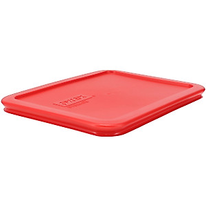 Pyrex (6 7210 3 Cup Glass Dishes & (6) 7210-PC Poppy Red Lids - Made in the USA