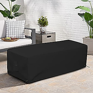 Covers & all Rectangular Fire Pit Cover, Made of 18 Oz Polyester Fabric with Waterproof & UV-Resistant Properties, Available with Sturdy Tie-downs (48" W x 20" D x 18" H Inches, Black)