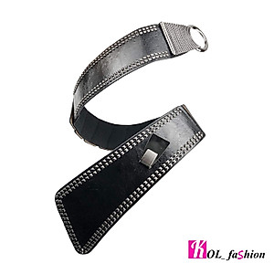 Women's Fashion Vintage Wide Waist Belt Elastic Stretch Cinch Belts With Interlock Buckle(Black,Small(26"-33"))