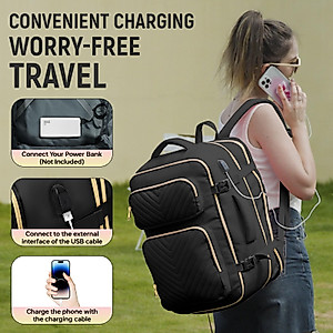 DWQOO Travel Backpack for Women Men, Flight Approved Carry on Backpack, Large Expandable Suitcase Bag, 17.3 Inch Laptop Bag for Weekender Business Camping Hiking,Black