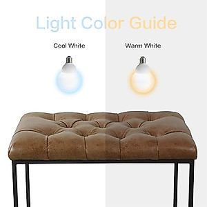 HomePop Home Decor | Upholstered Tufted Faux Leather Ottoman Bench| Ottoman Bench for Living Room & Bedroom | Decorative Home Furniture (Distressed Brown Faux Leather) Small