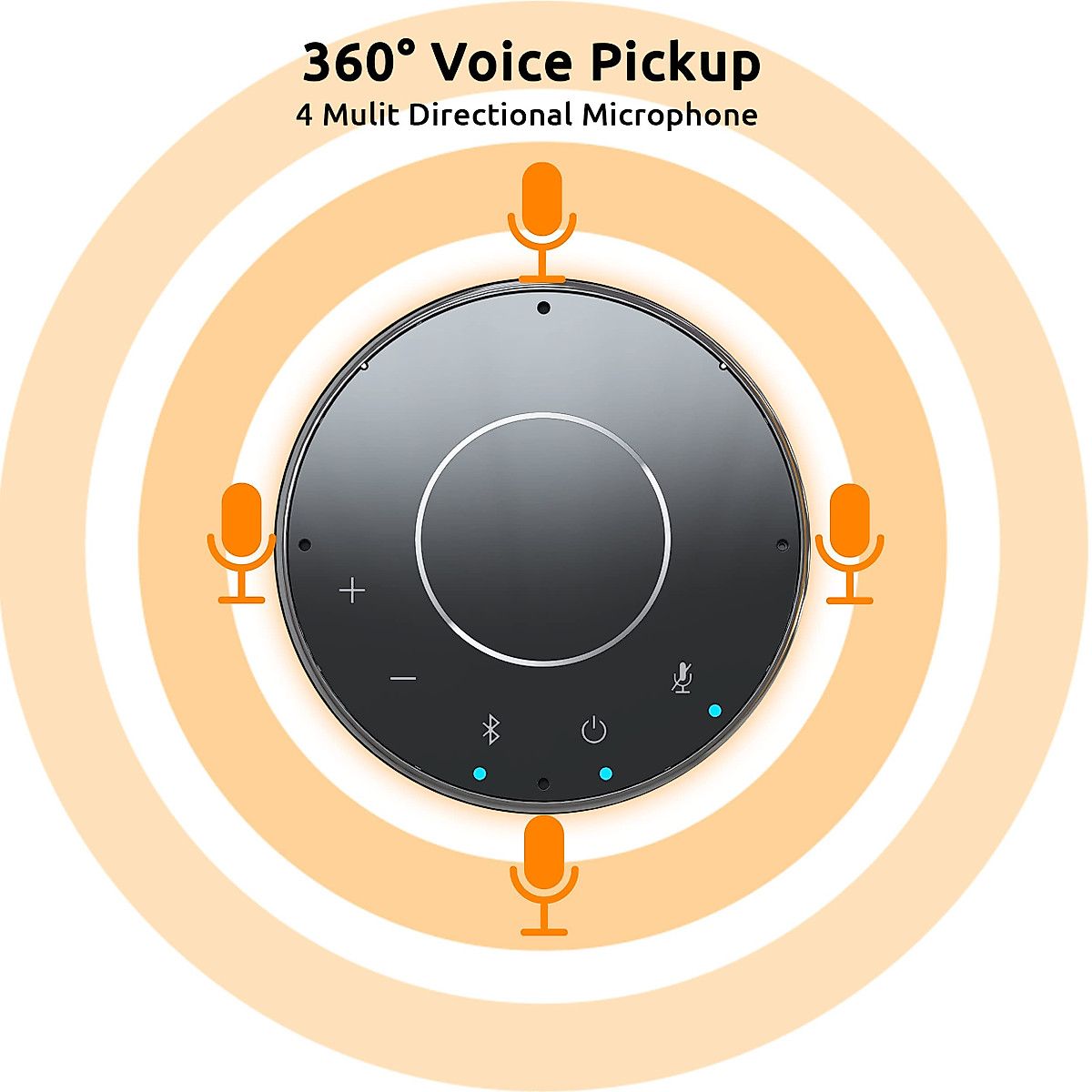 TOUCAN Conference Speakerphone with 4 Built-in Echo-Canceling Microphone | Home Office, Conference Room Meeting Use | Bluetooth Enabled Conference Speaker