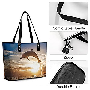 Womens Handbag Dolphin Leather Tote Bag Top Handle Satchel Bags For Lady