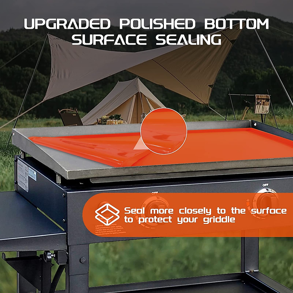 Silicone Griddle Mat for Blackstone 28 in(Not fit 28XL/Pro), Heavy Duty Food Grade Silicone Griddle Cover, Griddle Accessories for Blackstone, All Season Protective Cover for Blackstone (Orange)