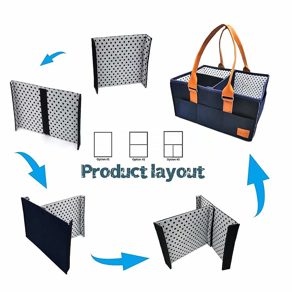 WLYATF Baby Diaper Caddy Organizer With Handle, Baby Diaper Storage Organizer Diaper Caddy Basket Diaper Organizer For Changing Table Felt Bag Fabric Caddy Crib Caddy Organizer