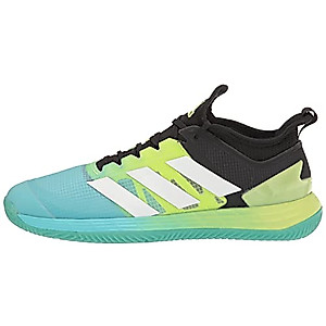 adidas Women's Adizero Ubersonic 4 Clay Tennis Shoe, Black/White/Pulse Lime, 8.5