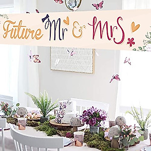 Future Mr & Mrs Large Banner Sign,Decorations Supplies For Engagement Bridal Shower Bride And Groom Party,Bachelorette Party Decor Lawn Sign Yard Sign 9.8x1.6ft
