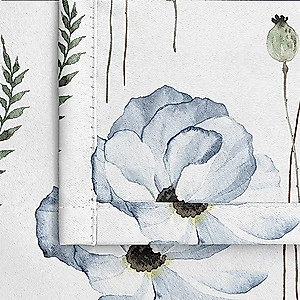 Blackout Curtains 84 inch Length 2 Panels Set Floral Artistic Drapes Leah Beige Poppy Flowers Light Blocking Thermal Black Liner Sound Proof Curtains for Bedroom Living Room, 42 x 84 inches