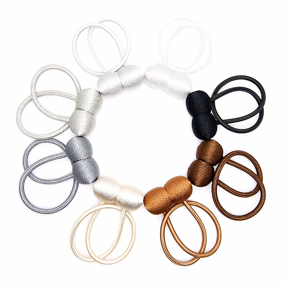 Window Curtain 4 pcs Magnetic Tiebacks Clips Tie Band Home Office Decorative Drapes (Pink)