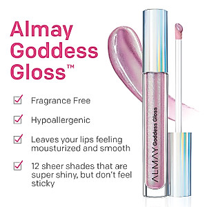 Almay Lip Gloss, Non-Sticky Lip Makeup, Holographic Glitter Finish, Hypoallergenic, 300 Mystic, 0.9 Oz