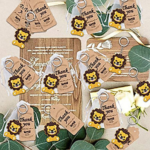 CiciBear 60 Pack Lion Party Decorations for Guests, 20 Lion Keychains, 20 Tags and 20 Gift Bags for Jungle Safari Wild Woodland Baby Shower, Kids Birthday Party Favor