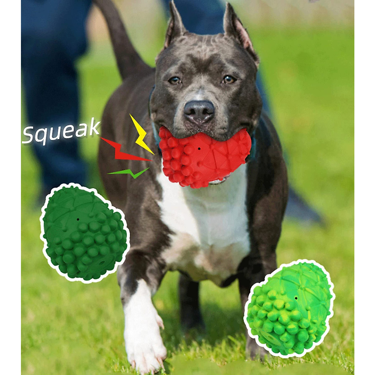 Gumney Dog Chew Toy for Aggressive Chewers Natural Rubber Dog Toy Balls for Medium Large Breeds for Dogs Training Teeth Cleaning (Red)