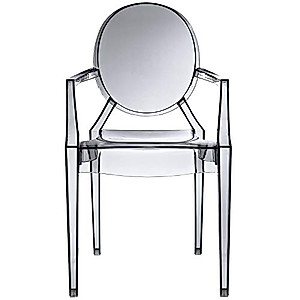 Modway Casper Modern Acrylic Stacking Kitchen and Dining Room Arm Chair in Smoke - Fully Assembled