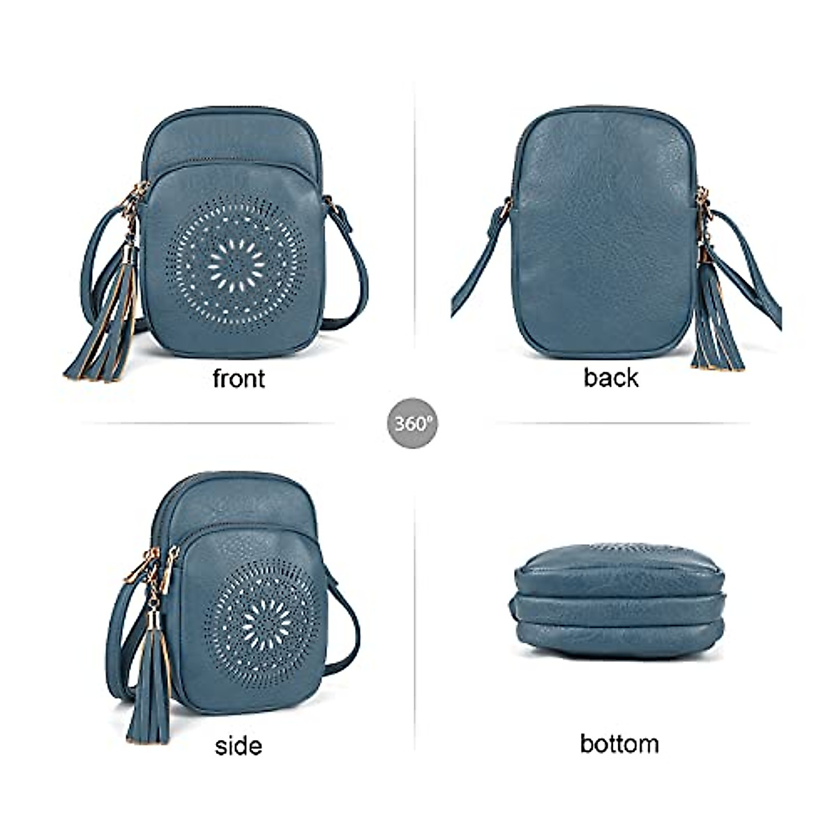 Triple Zip Crossbody Bags for Women Small Cute Cell Phone Purse and Boho Cross body Handbags,Vegan Leather