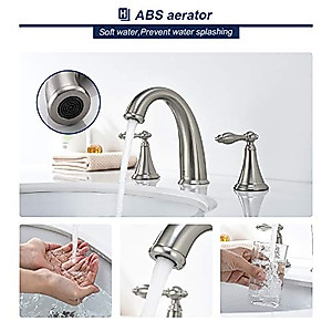 HOMELODY Widespread Bathroom Faucet 8 Inch Lavatory Faucet 2 Handle with Pop Up Drain and Supply Hose, Brushed Nickel