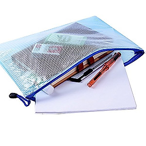 EOOUT 10pcs Mesh Zipper Pouch Zipper File Bags, Puzzle Project Bags for Cross Stitch and Organizing Storage, Letter Size A4 Size for Travel, School, Board Games and Office Supplies