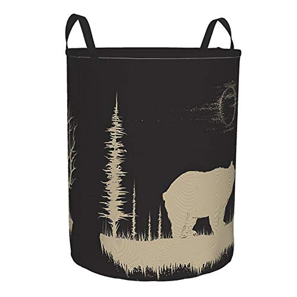 KiuLoam Vintage Bear Animal Laundry Baskets, Bedroom Hamper Collapsible Waterproof Oxford Fabric with Handle Foldable Cloth Washing Bin Tote Bag (16.5 Inches)