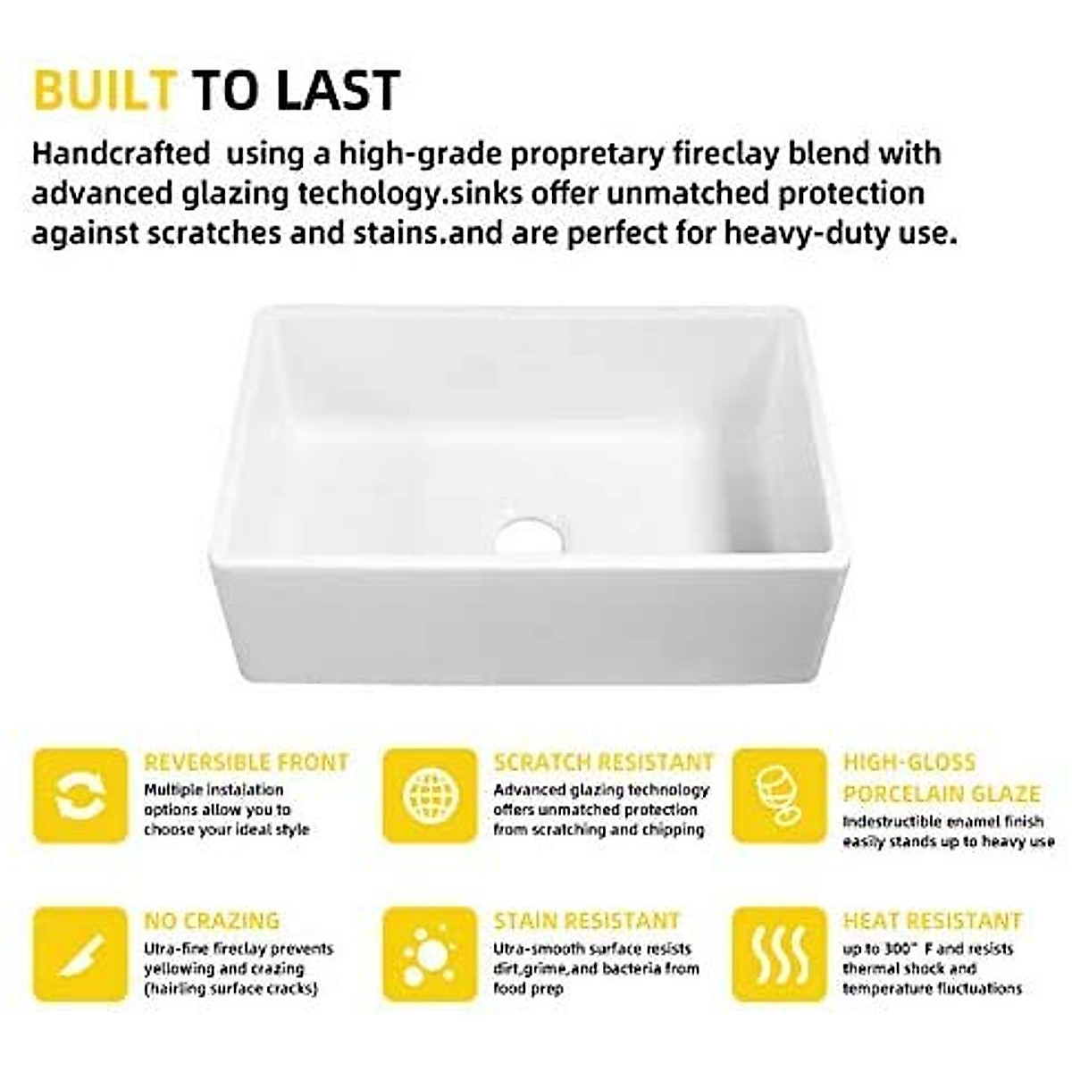 Latoscana 33" Reversible Fireclay Farmhouse Sink LFS3318W