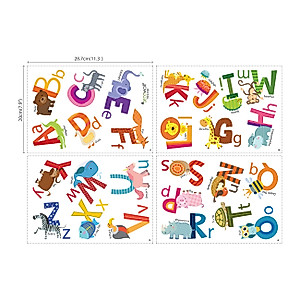 DECOWALL DS-8002 Animal Alphabet Kids Wall Stickers Wall Decals Peel and Stick Removable Wall Stickers for Kids Nursery Bedroom Living Room (Small) Decor