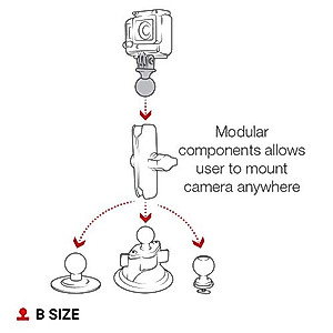 RAM Mounts RAP-B-202U-GOP1 Action Camera Universal Ball Adapter with B Size 1" Ball