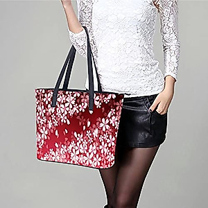 Womens Handbag Cherry Flowers Leather Tote Bag Top Handle Satchel Bags For Lady