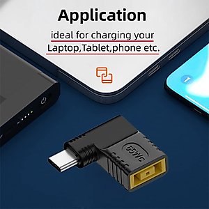 CY Adapter DC 20V 11.0 * 4.5mm Rectangle Input to USB-C Type-C Output 90 Degree Right Angled Power Plug Charge Adapter