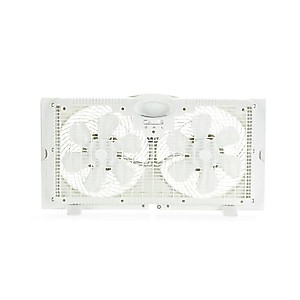 Amazon Basics Window Fan with Manual Controls, Twin 9 Inch Blades, White
