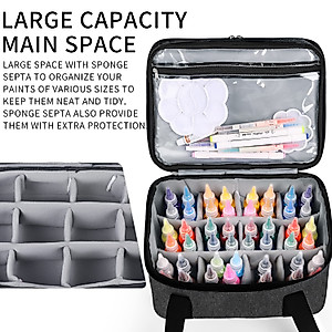 ALTLLEN Acrylic Paint Organizer Paint Brush Holder Art Storage Case for Acrylic Paint Carry Case Craft Paint Storage Paint Containers with Lids Art/Craft Supplies Storage Tote Bag