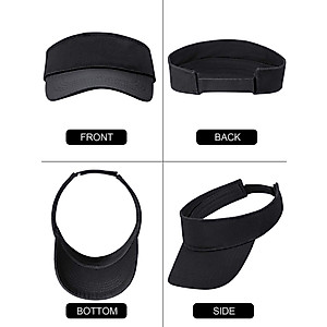 4 Pieces Kids Sports Sun Visor Hats Empty Top Baseball Cap Running Tennis Hats (Red, Light Gray, Navy Blue, Black)