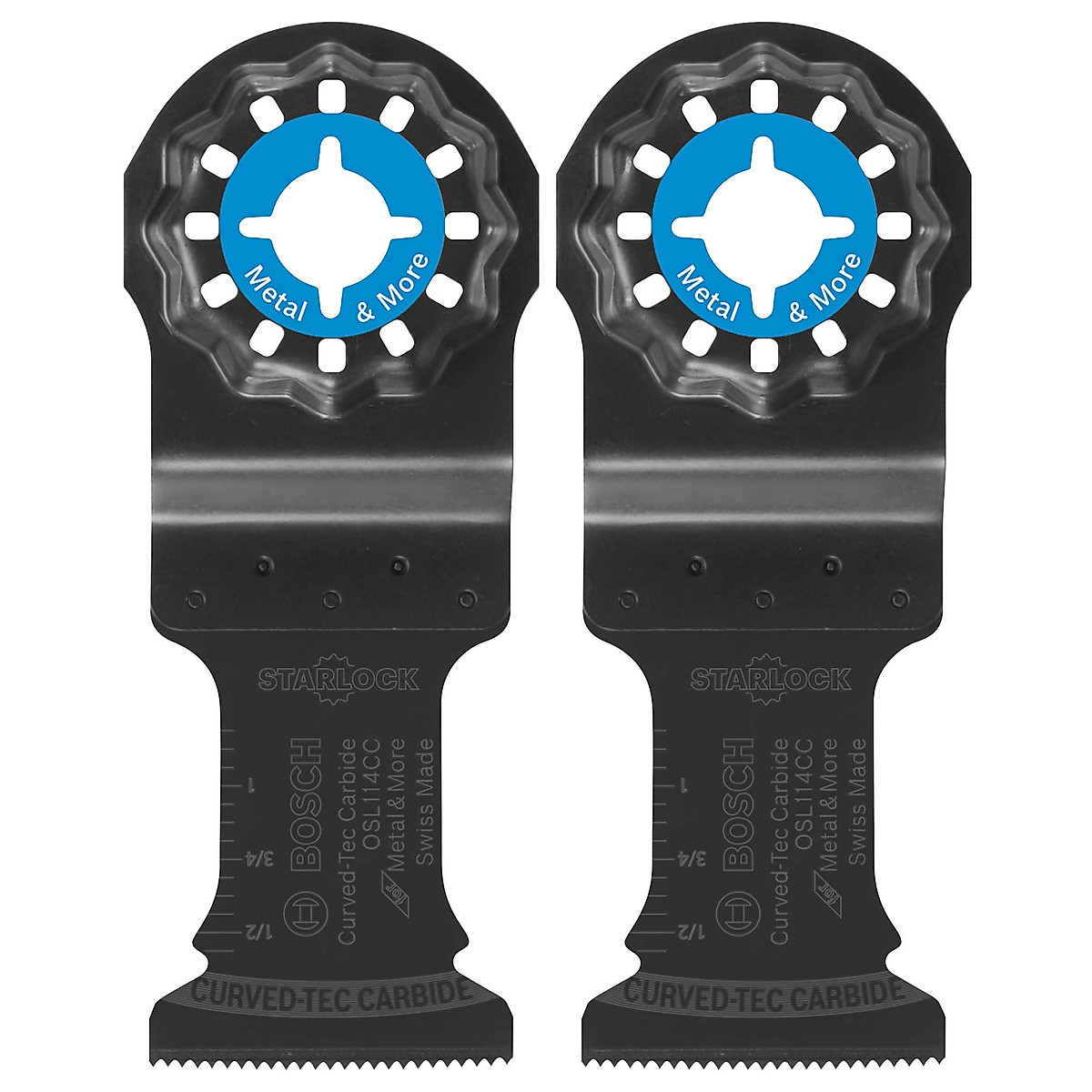 BOSCH OSL114CC-2 2-Pack 1-1/4 In. Starlock Oscillating Multi Tool Metal & More Curved-Tec Carbide Extreme Plunge Cut Blades for Metal (Nails and Staples), Wood with Nails, PVC