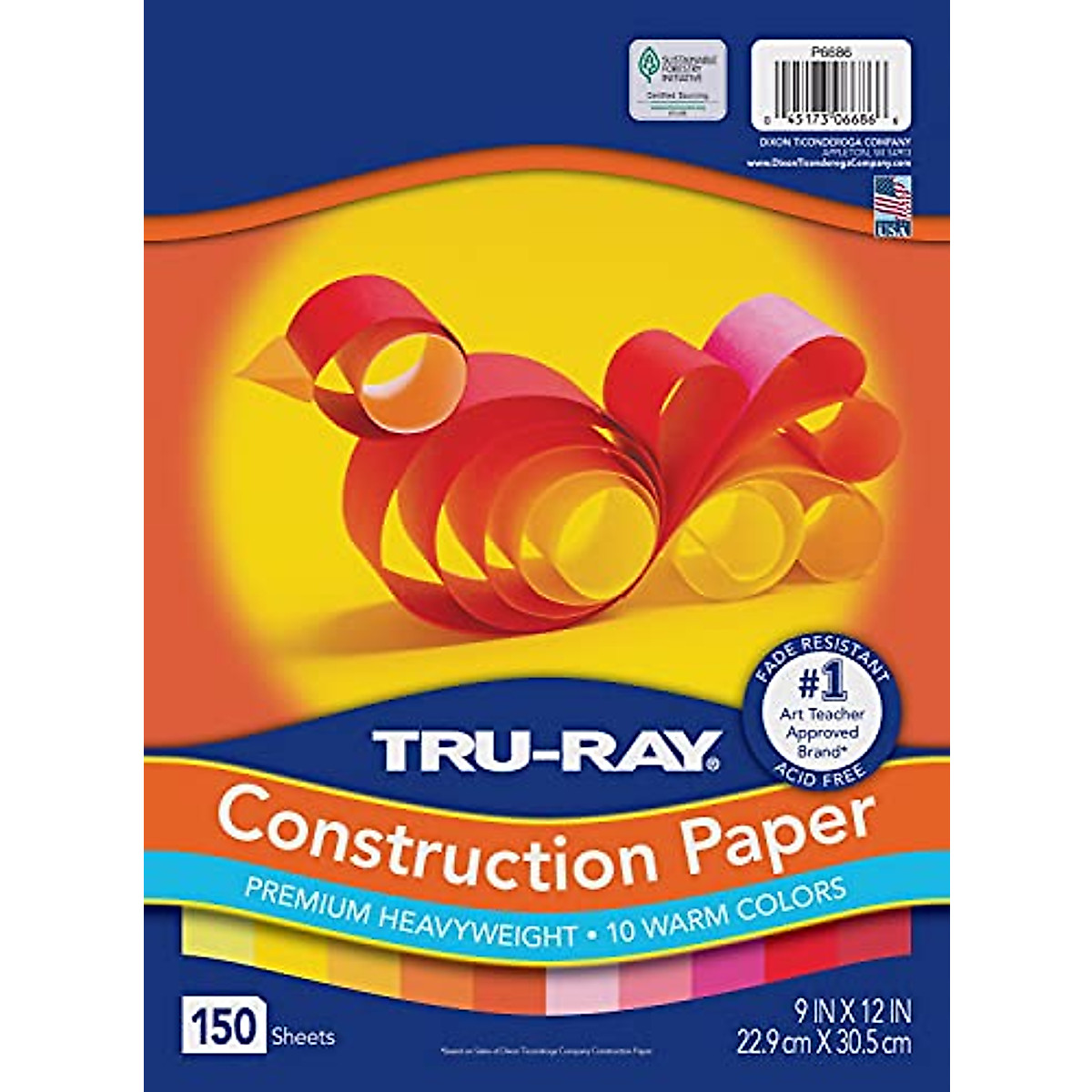 Tru-Ray Construction Paper, Warm Assorted, 9" x 12", 150 Sheets