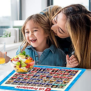 Simply Magic 5 Placemats for Kids - Kids Placemats Non Slip, Washable Reusable Children Placemats, Educational Placemats: USA and World Maps, Periodic Table, US Presidents, Plastic Placemats for Kids