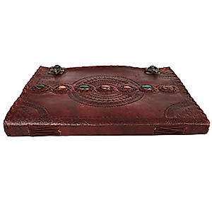 Leather Journal Book Seven Chakra Medieval Stone Embossed Handmade Book of Shadows Notebook Office Diary College Book Poetry Book Sketch Book 10 x 13 Inches