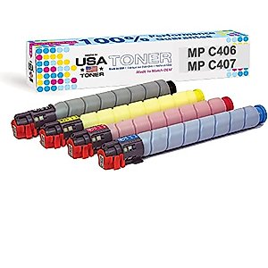 MADE IN USA TONER Compatible Replacement for Ricoh MP C306, C307, C406, C407 High Yield (Black, Cyan, Yellow, Magenta, 4 Pack)
