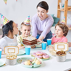Basketball Hoop Snack Cups Basketball Party Decorations Paper Basketball Party Supplies Basketball Kids' Party Cups for Basketball Themed Party Favors (24 Pieces)