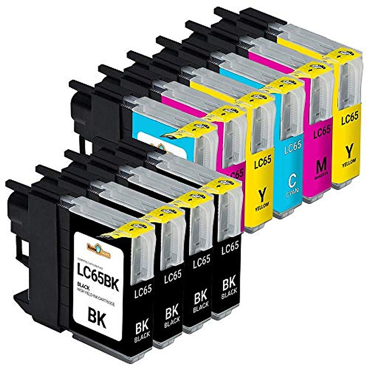 HouseOfToners Compatible Ink Cartridge Replacement for Brother LC65 LC65BK LC65C LC65M LC65Y for MFC-5890CN MFC-6890CN MFC-6890CN (4B/2C/2M/2Y, 10PK)