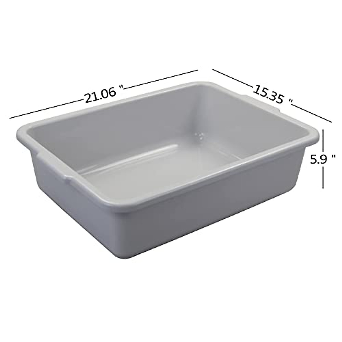 Anbers 4-Pack Commercial Tote Box, Plastic Bus Box, Bus Tubs, 22 L, Gray