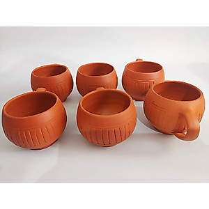 Odishabazaar Terracotta(Real Mitti) Unglazed Clay Mud Tea Cup - Set Of 6 using for Tea And Coffee 120ml