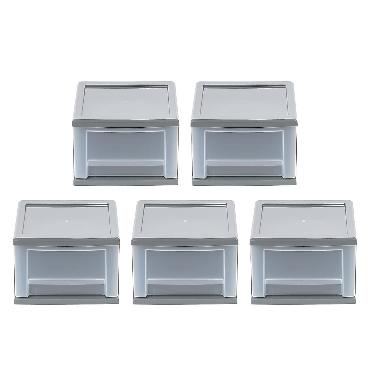 IRIS USA 6.5 Quart Gray Stackable Drawer, 5 Pack