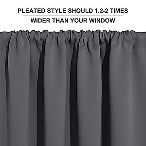 RYB HOME Blackout Curtains for Bedroom, Small Window Valances Tiers Curtain Set Light Block Privacy Drapes for Kitchen Kids Nursery Bathroom, W 52 x L 36 per Panel, Grey, 1 Pair