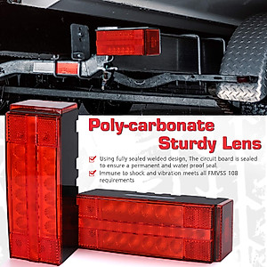 LINKITOM New Submersible LED Trailer Light Kit, Super Bright Fully Waterproof Tail Lights, Combined Stop,Tail Lights,Turn and License Lights Function for Boat Trailer