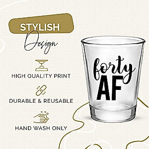 Forty AF, 40 AF, 40th Birthday Shot Glasses, 40th Birthday Party Shot Glasses Set of 12 1.75oz Shot Glasses, 40th Birthday Glass Shot Glass, Perfect for Birthday Parties, Birthday Decorations (40 AF)