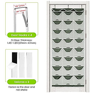 Hat Racks for Baseball Caps, Baseball Hat Organizer Ball Cap Holder with 24 Breathable Mesh Pockets, Hat Storage Hanger with 4 Metal Hooks and 3 Adhesive Velcro Strips