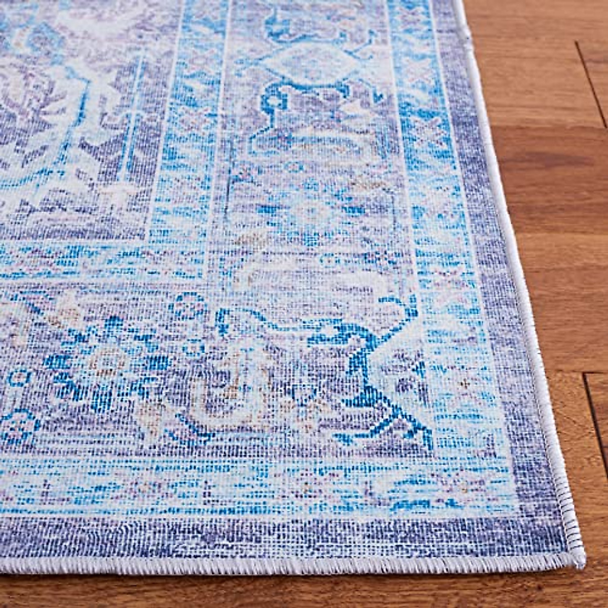 SAFAVIEH Tucson Collection Accent Rug - 4' x 6', Purple & Blue, Persian Design, Non-Shedding Machine Washable & Slip Resistant Ideal for High Traffic Areas in Entryway, Living Room, Bedroom (TSN185V)