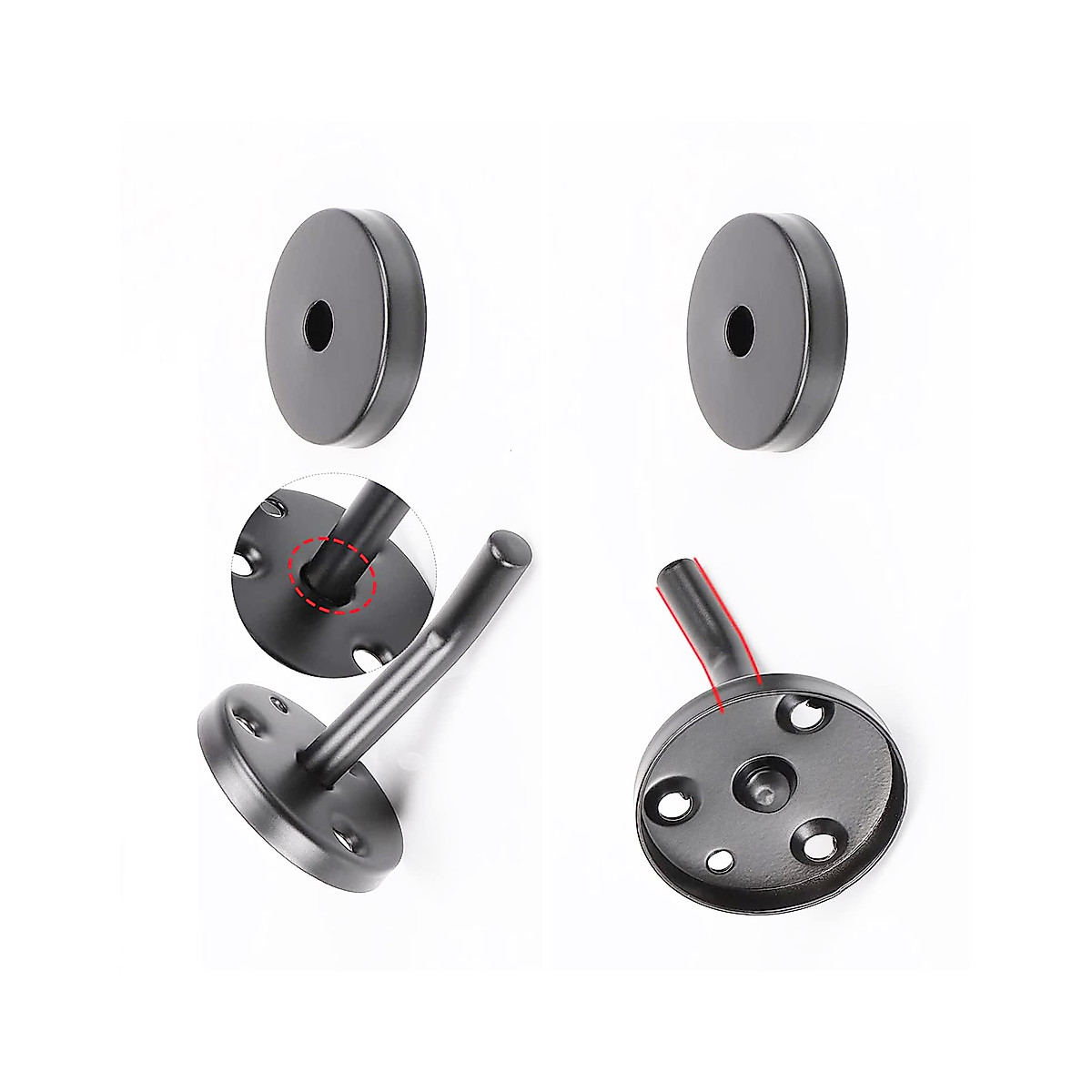 FUIEJIOEI Black Stainless Steel Long Nose Single Heavy Duty Long Coat Hook 4PCS (4.7"/120mm)